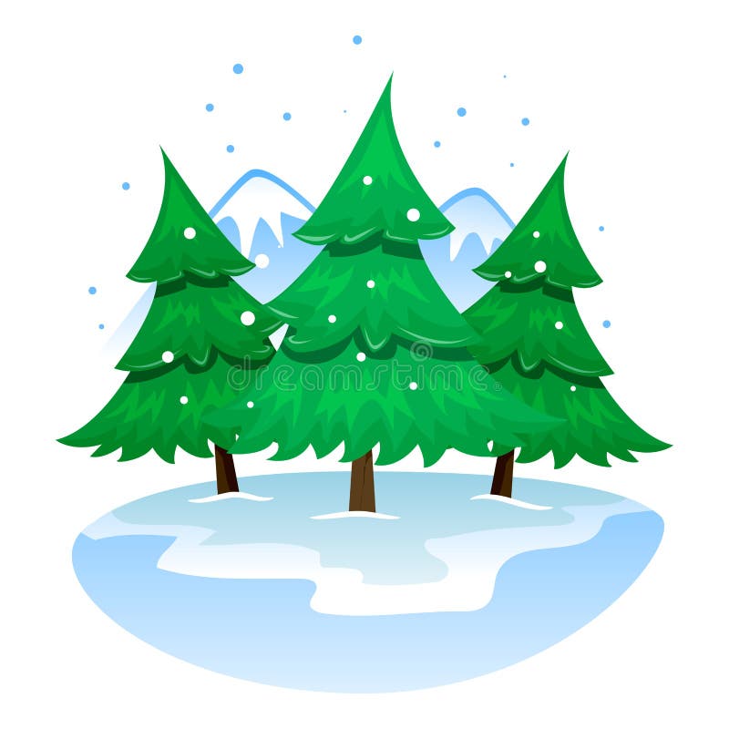 Winter Mountains with Pine Trees and Snow Falling Stock Vector ...