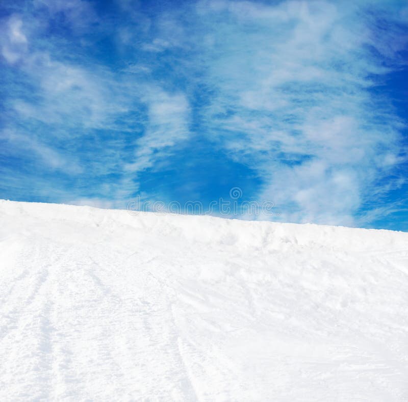 Winter Mountains Snow Slope and Blue Sky Stock Image - Image of clear ...