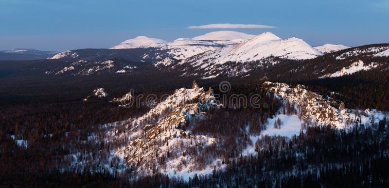 Winter in the Mountains of the Urals Stock Image - Image of landscape ...
