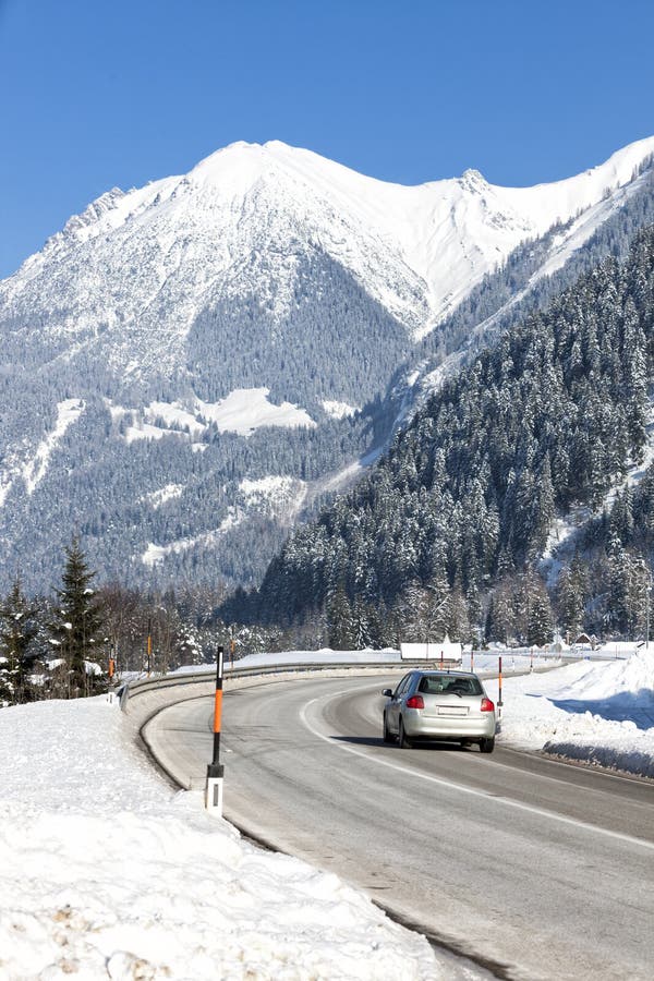 Winter Moutain Scenery, Alpine Road in Austrian Stock Image - Image of ...