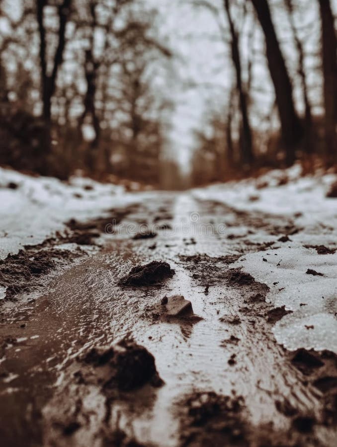 Winter Muddy Path in Forest Stock Image - Image of winter, muddy: 389393407
