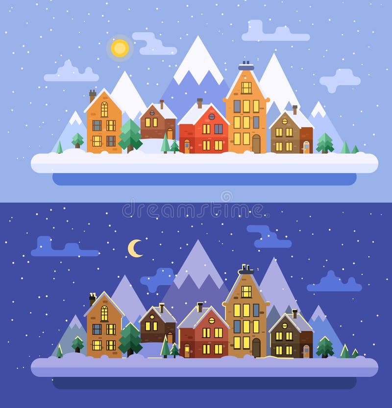 Winter Nature. Christmas Time. Vector Flat Illustrations Eps 10 Stock ...