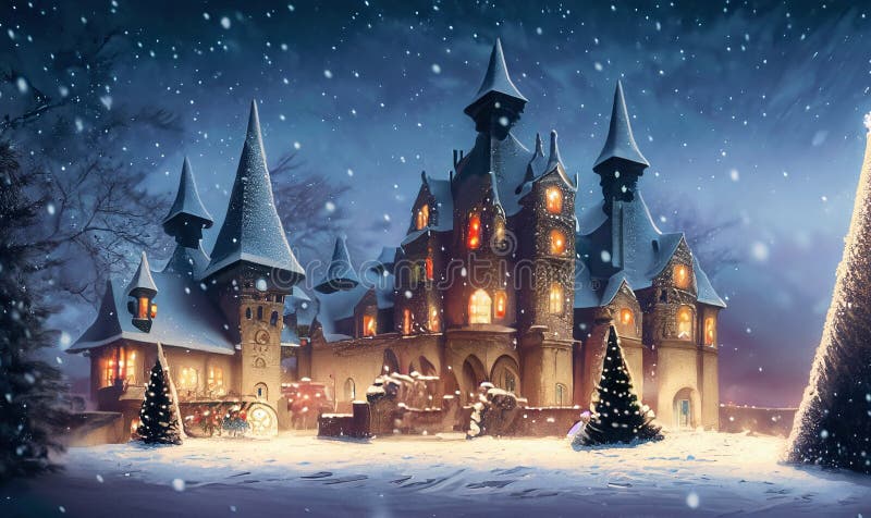 Winter castle stock illustration. Illustration of building - 293318264