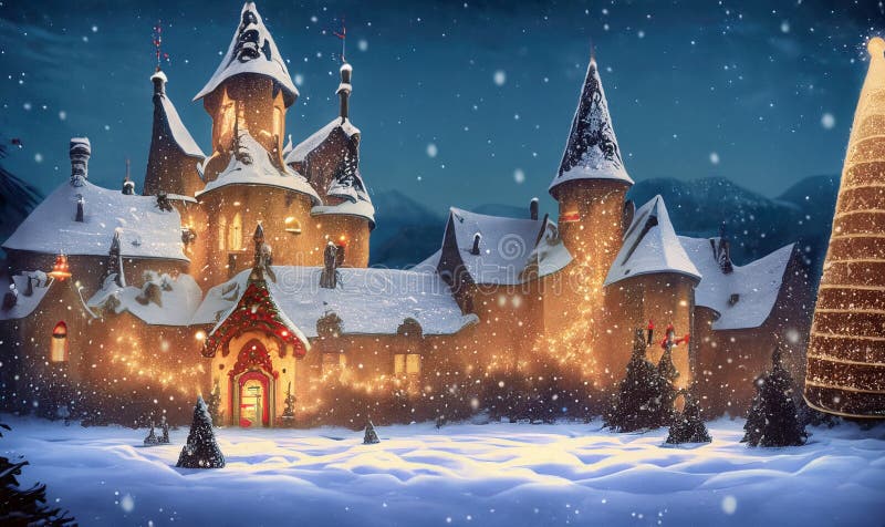 Winter castle stock illustration. Illustration of darkness - 293318292