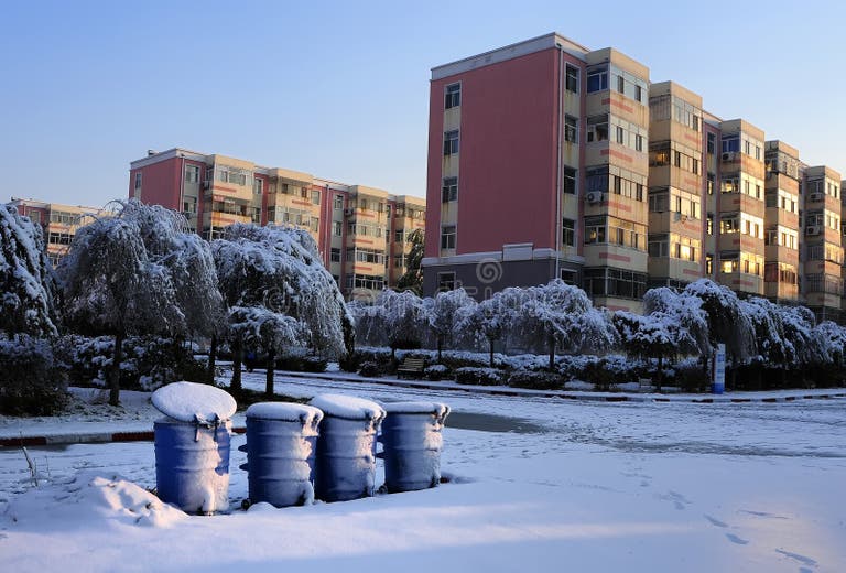 Winter neighborhood stock image. Image of housing, trash - 16522011