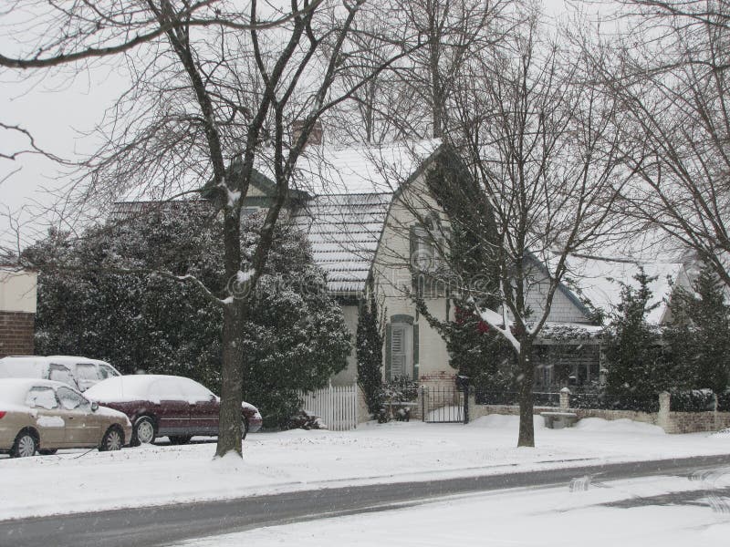 Winter Neighborhood Scene stock photo. Image of snow - 76161412