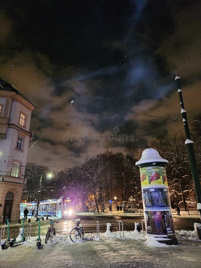 Winter Night at a Main Square Corner Editorial Photography - Image of ...