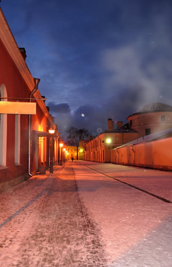 Winter night street stock photo. Image of streetlight - 12163020