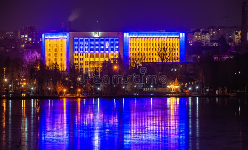 Winter Night in Ternopil, Ukraine Editorial Photo - Image of panorama ...
