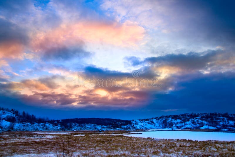 Winter north lake stock image. Image of cold, frozen, sunset - 7467197