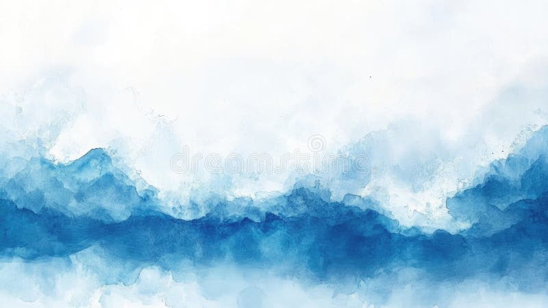 Winter Ocean Waves Watercolor, White Snow Abstract Background Stock ...
