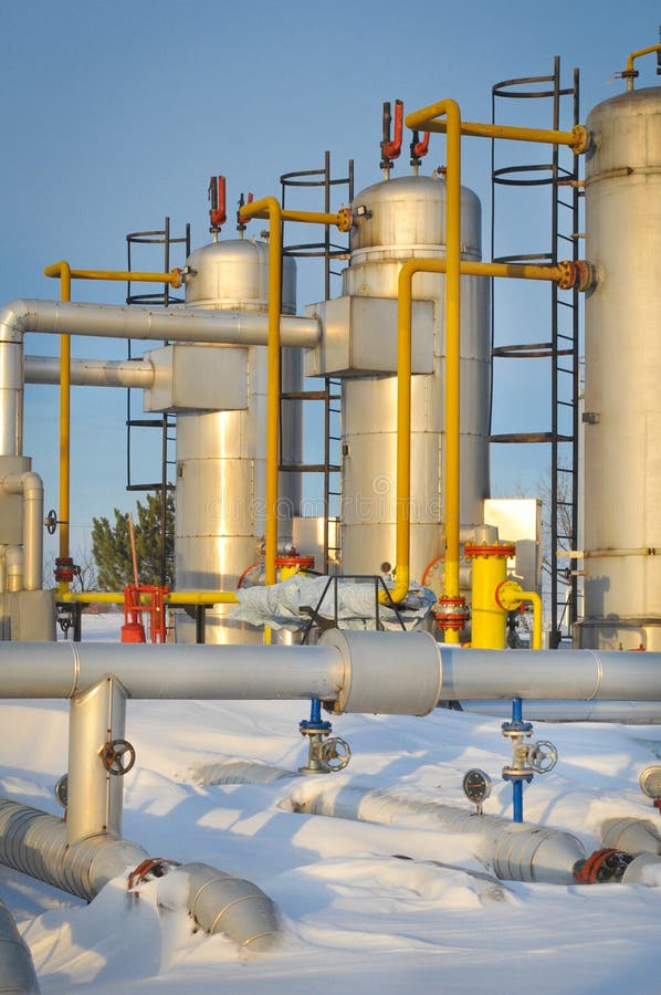 Oil Refinery in Winter Landscape Stock Photo - Image of winter, work ...