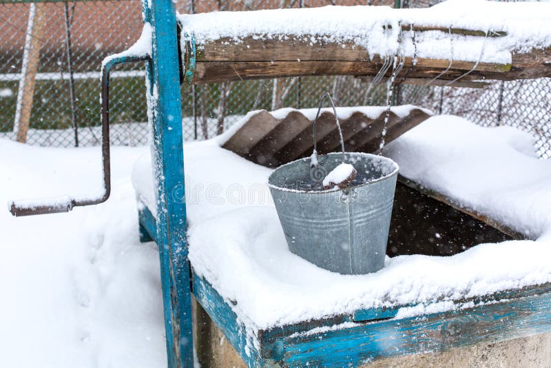 Winter. an Old Water Well is Covered in Snow Stock Image - Image of ...
