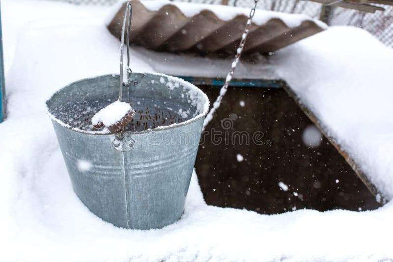 Winter. an Old Water Well is Covered in Snow Stock Image - Image of ...