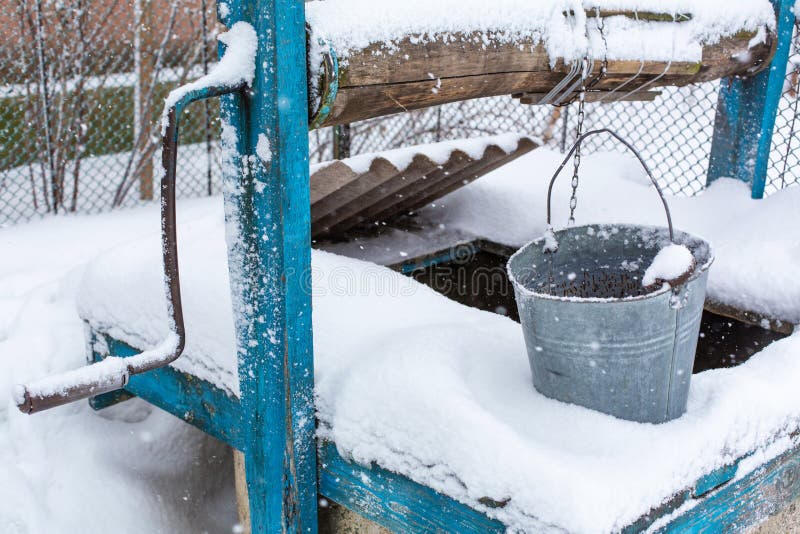 Winter. an Old Water Well is Covered in Snow Stock Image - Image of ...