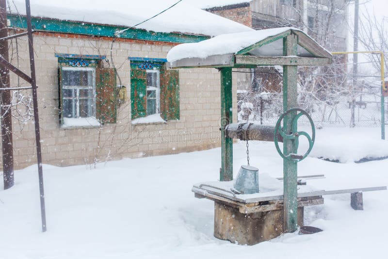 Winter. an Old Water Well is Covered in Snow Stock Photo - Image of ...