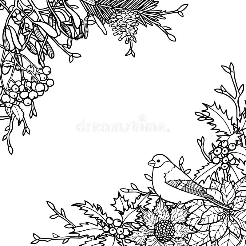 Winter Outline Composition stock vector. Illustration of corner - 103379481