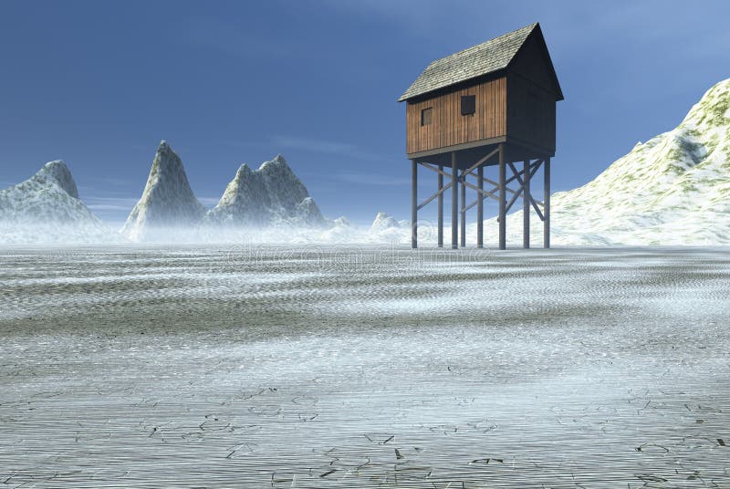 Winter Outpost stock illustration. Illustration of mountains - 3117615