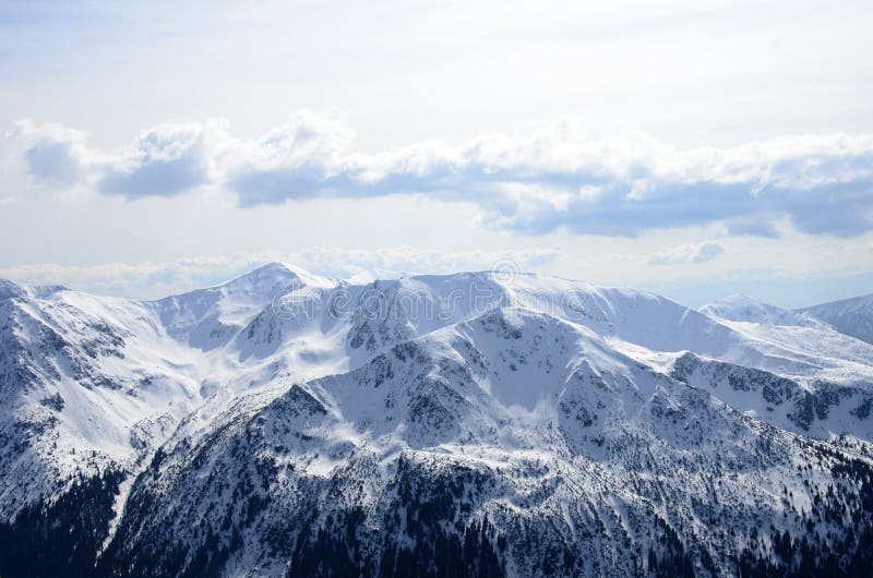 Winter Panorama of Mountains Stock Photo - Image of snow, light: 74424172