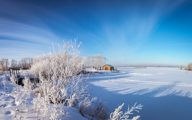 Winter Panorama of the River, Russia, Ural Stock Image - Image of ...