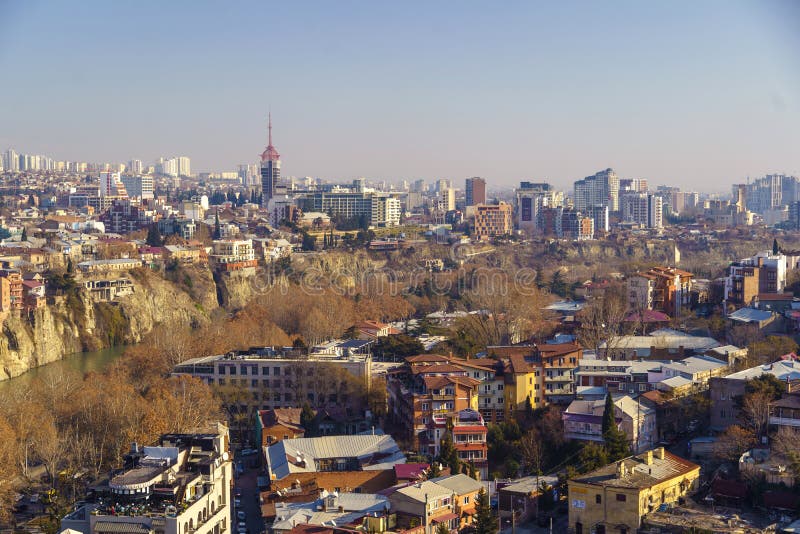 Winter Panorama of Tbilisi from a Bird`s Eye View Stock Image - Image ...