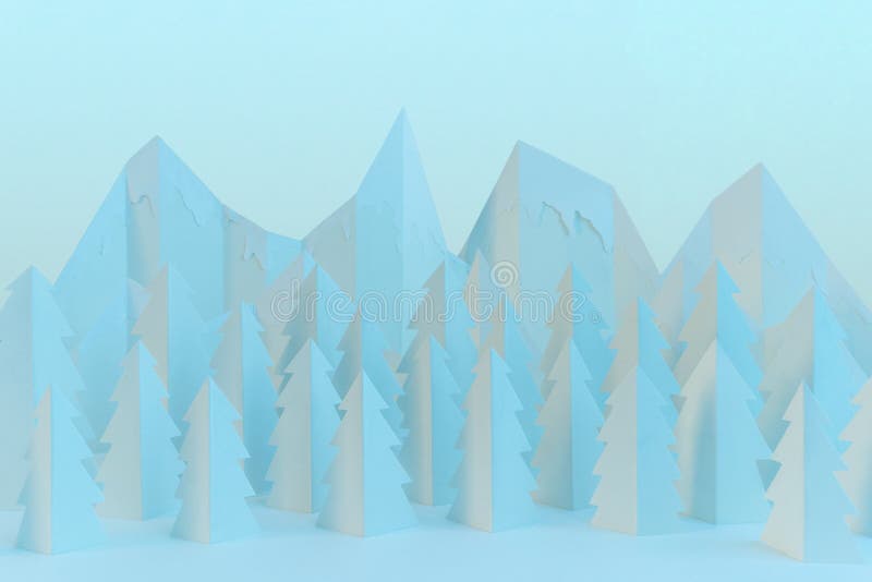 Winter Paper Art Landscape. Mountains with Snowy Peaks and the W Stock ...