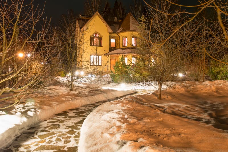 Winter park at night stock photo. Image of frost, calmness - 66548848