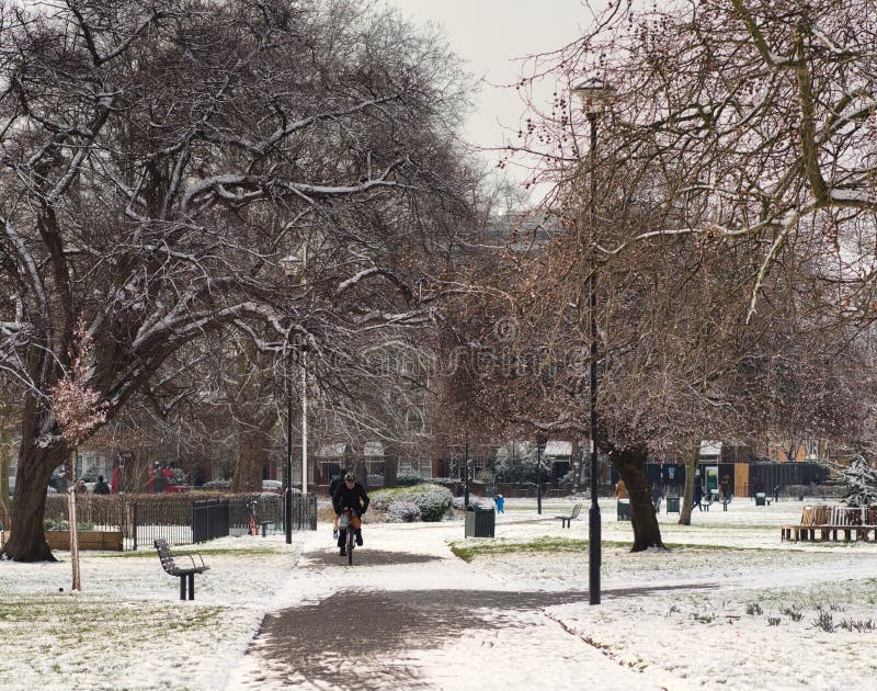 Winter Park Scene after a Snowfall in London Stock Image - Image of ...