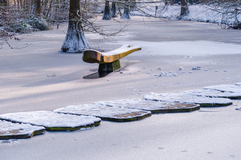 Winter in Park, Snow Fairy Tail Stock Image - Image of stadium ...