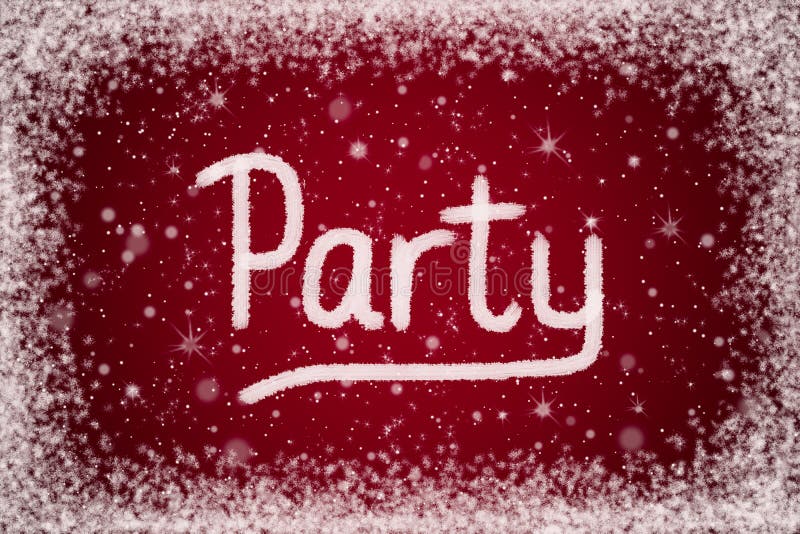 Winter Party Invitation on Red Snow Background Stock Illustration ...