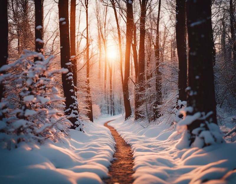 Winter Pathway III stock illustration. Illustration of water - 358027158