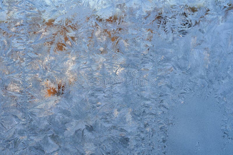 Winter Pattern of Ice Crystals on Glass Stock Image - Image of abstract ...