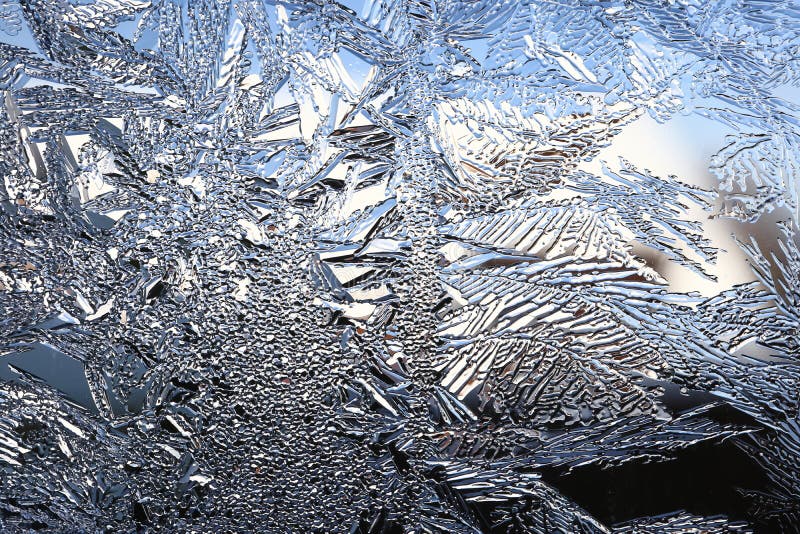 Winter Pattern of Ice Crystals on Glass Stock Photo - Image of drops ...