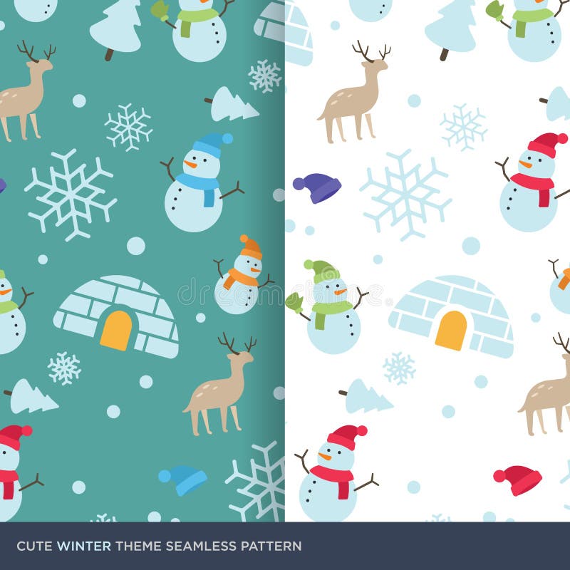 Cute Winter Seamless Pattern Vector Stock Vector - Illustration of ...