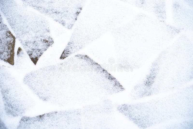 Winter Pavement Background. Snow Covered Wild Stone Paving Tiles Stock ...