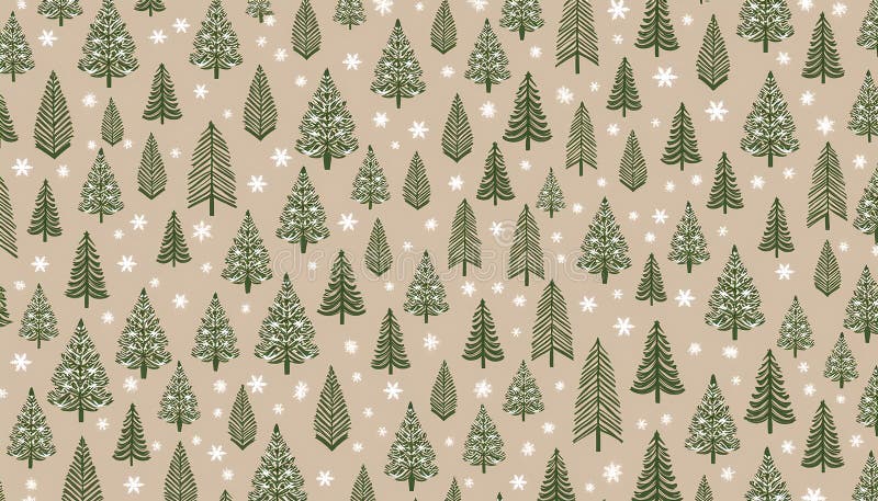 Winter Pine Trees and Snowflakes Background - a Repeating Pattern of ...