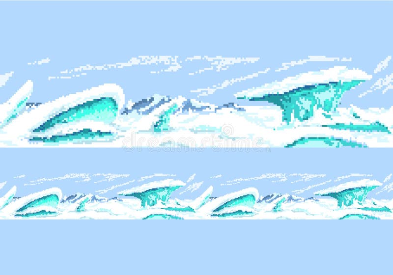 Winter Pixel Landscape. Seamless Scene with Winter Nature Stock Vector ...