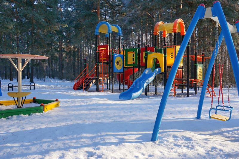 Winter playground stock photo. Image of equipment, public - 53420576