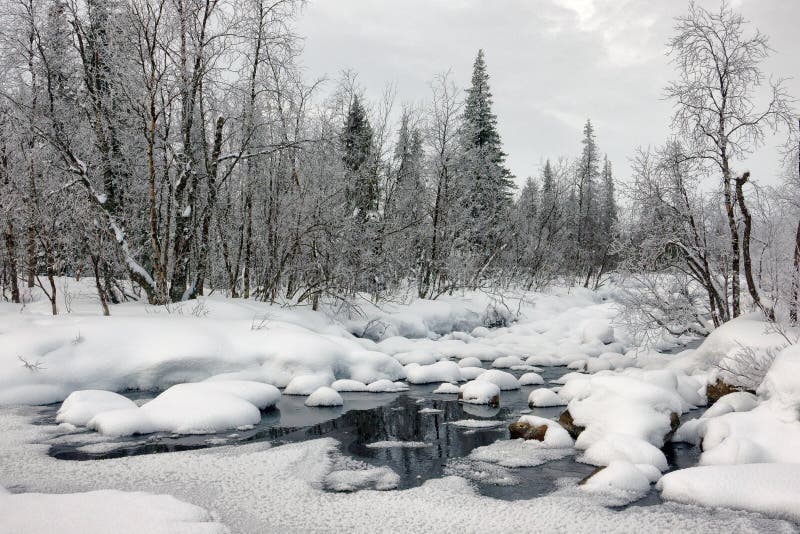 Winter Polar Forest Landscape with Eskimo Tent and Sun. Stock Photo ...
