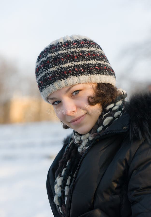 Winter portrait stock image. Image of cheerful, season - 17480237