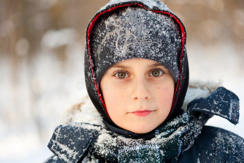 Winter Portrait of a Cute Kid Stock Photo - Image of caucasian, face ...