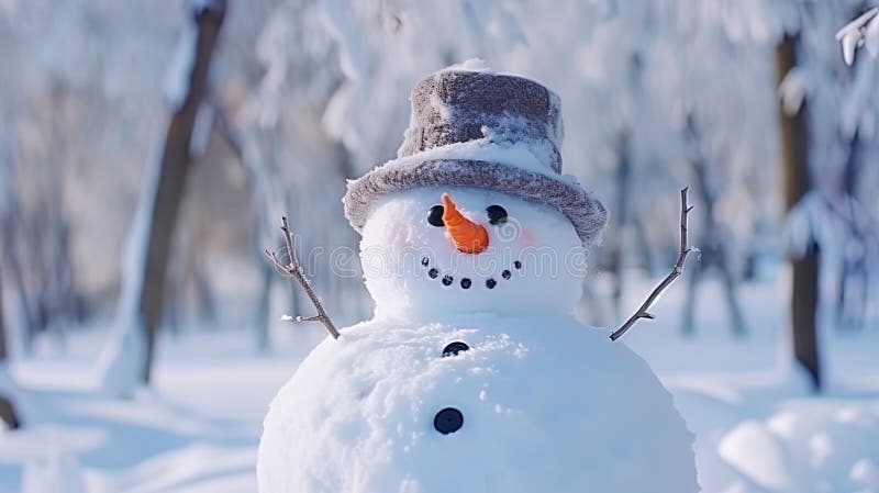 Winter Portrait of the Face of the Snow Man Against the Backdrop of ...