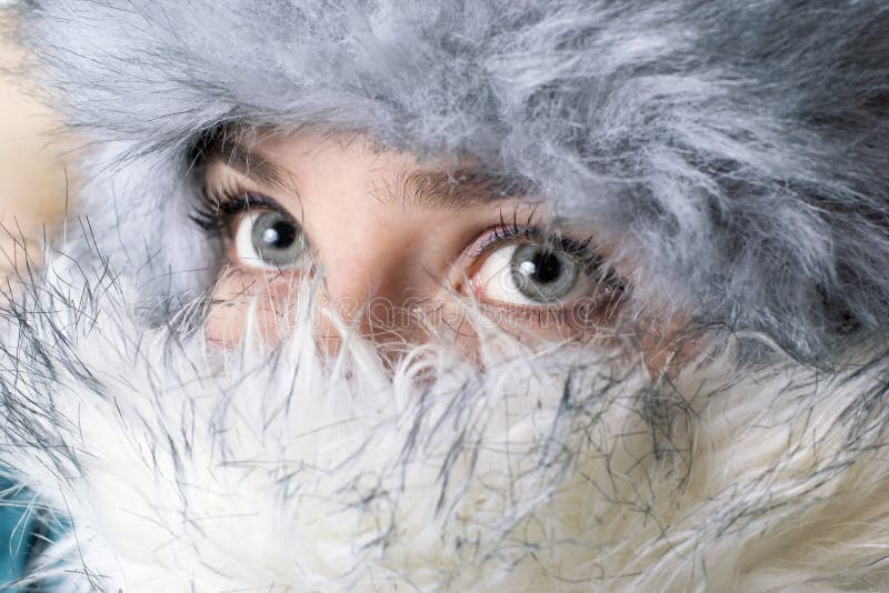 Winter Portrait with Furry Accessories Stock Photo - Image of grin ...