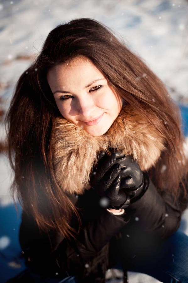 Winter Portrait of a Girl in Cold Weather. Stock Image - Image of ...