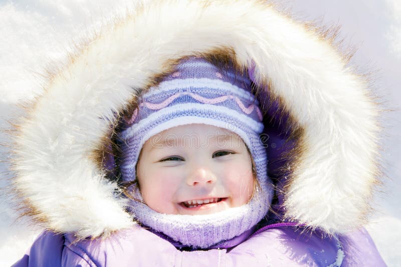 Winter Portrait. Happy Smiling Baby Stock Photo - Image of adorable ...