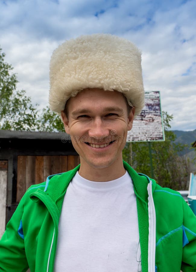 Winter Portrait of Happy Young Man Smiling in Hat Stock Image - Image ...