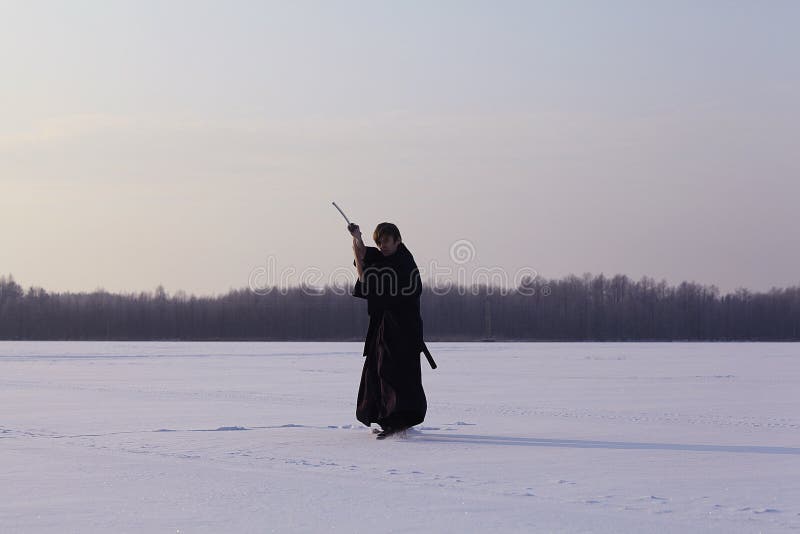 Winter Portrait Japanese Ninja Stock Image - Image of male, nature ...