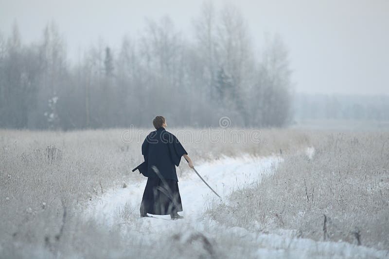 Winter Portrait Japanese Ninja Stock Image - Image of religion, male ...