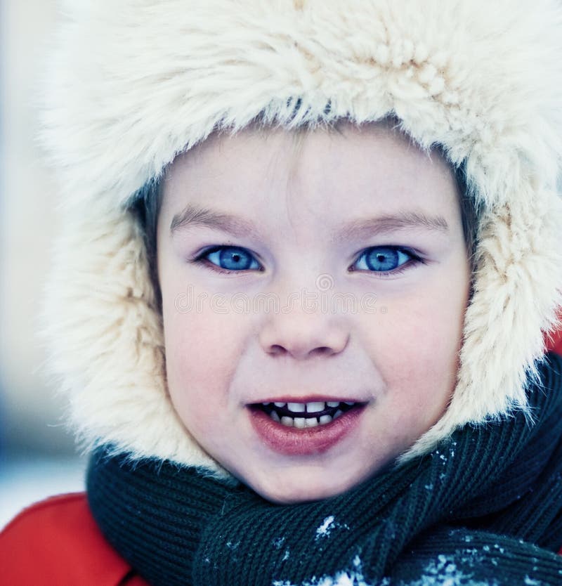 Winter baby boy stock photo. Image of expression, childhood - 7465964
