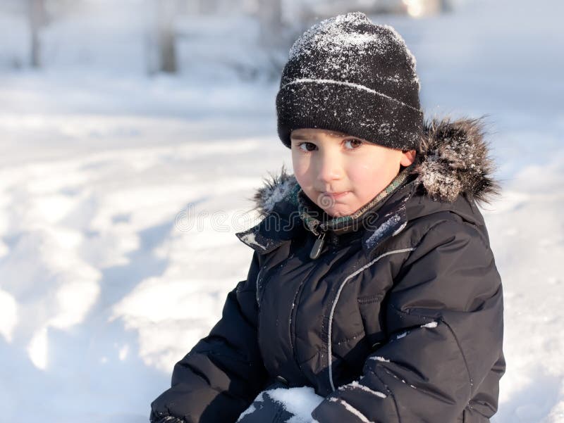 Portrait of a Boy in Winter Clothing Stock Photo - Image of nature ...